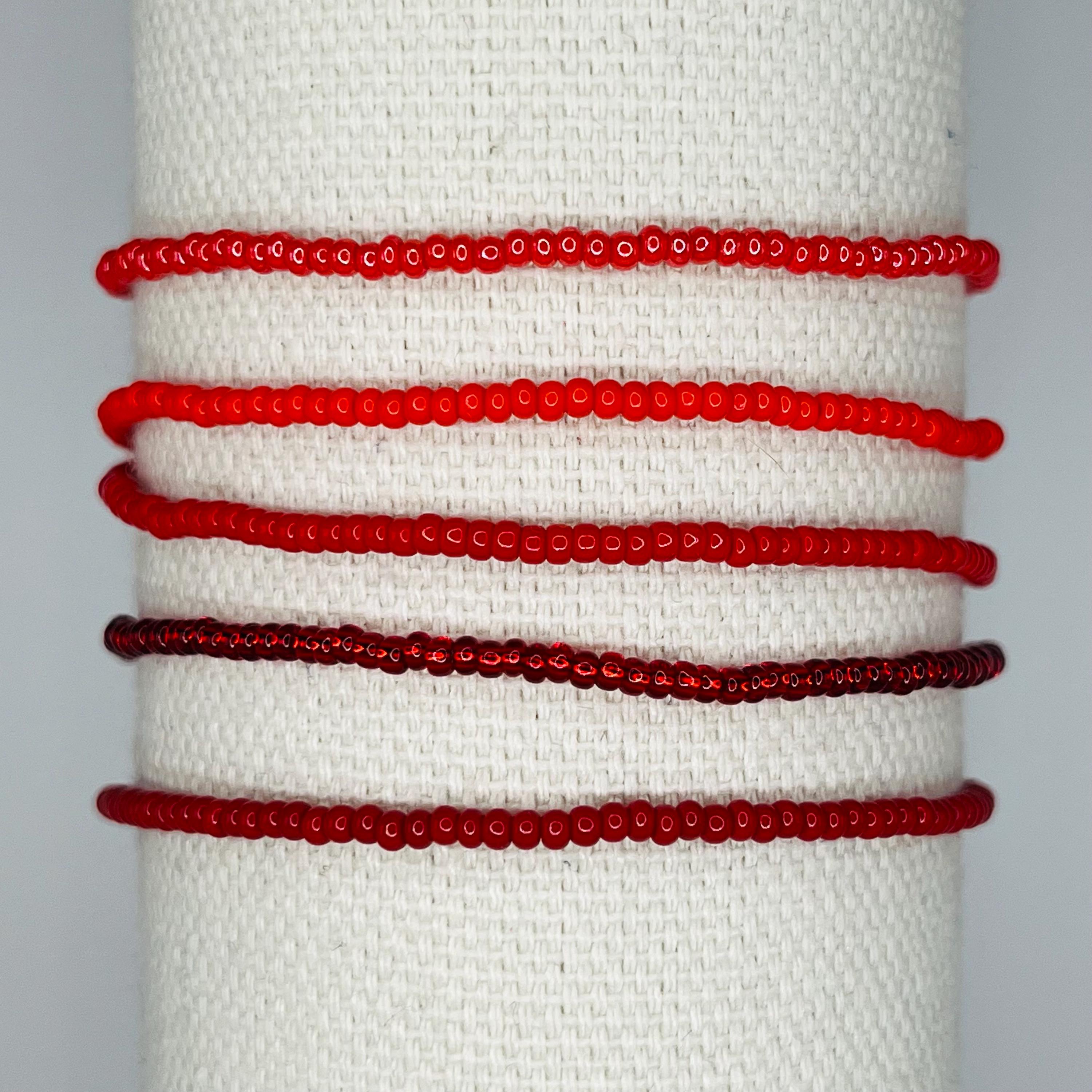 Red 2-mm Glass Seed Bead Bracelets - Etsy