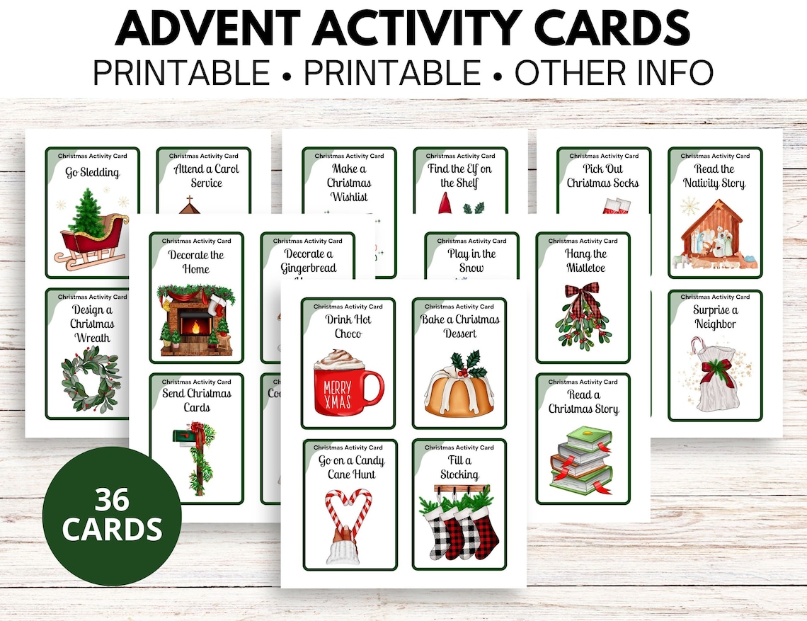 Advent Calendar Activity Cards Advent Family Fun - Etsy
