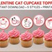 Valentines Day Cupcake Toppers / Catcupcake Toppers - Etsy