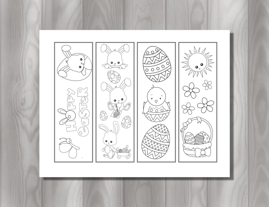 Easter Coloring Bookmarks for Kids - Etsy