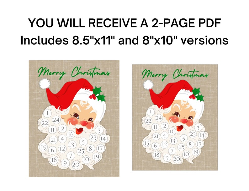 Santa Beard Countdown Printable Calendar - Etsy