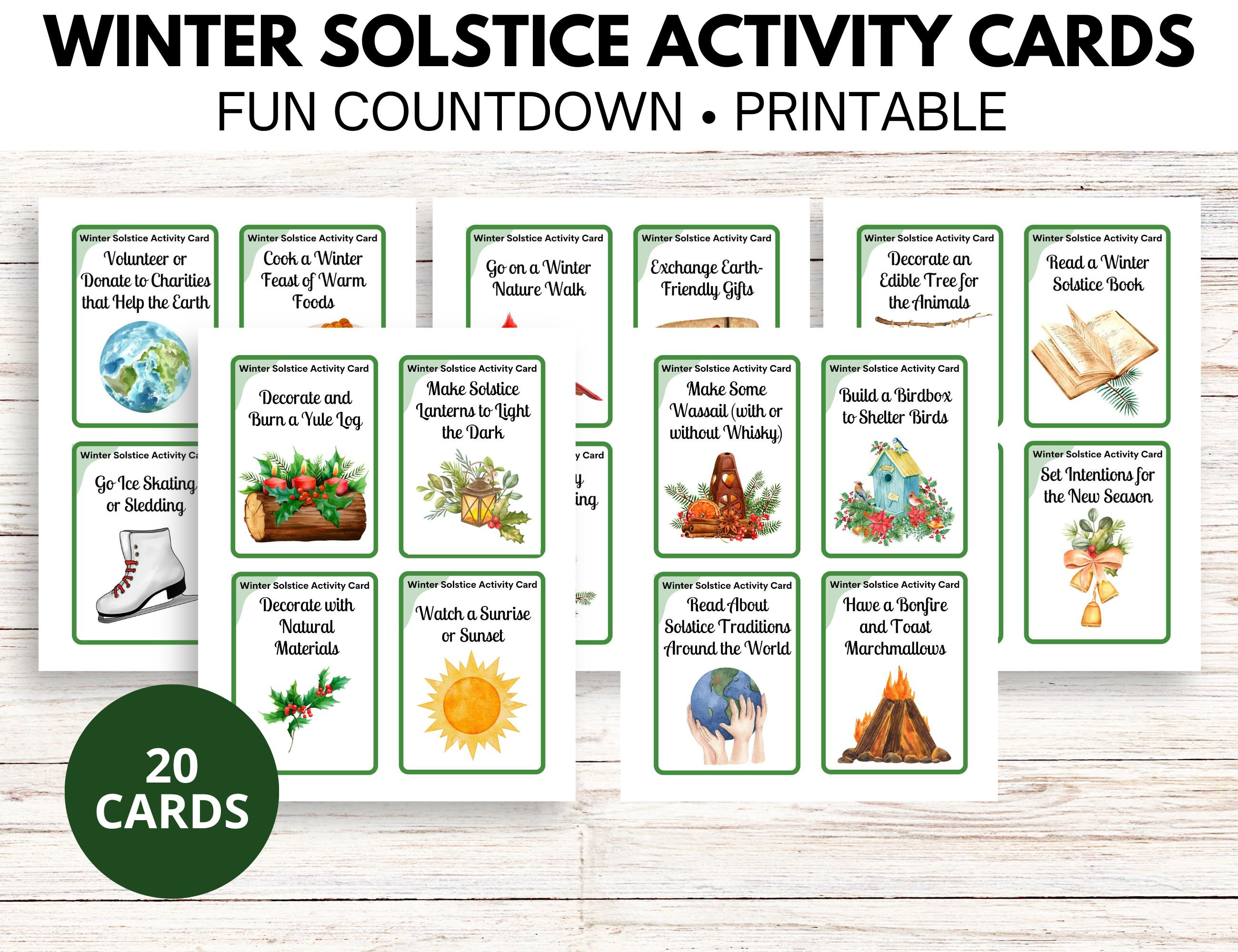 Winter Solstice Activity Cards: Nature-based Winter Activities - Etsy