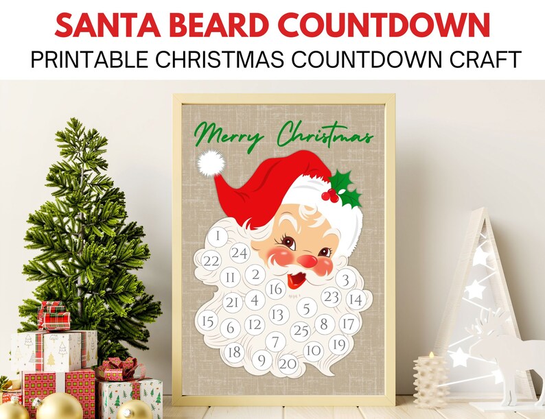Santa Beard Countdown Printable Calendar - Etsy