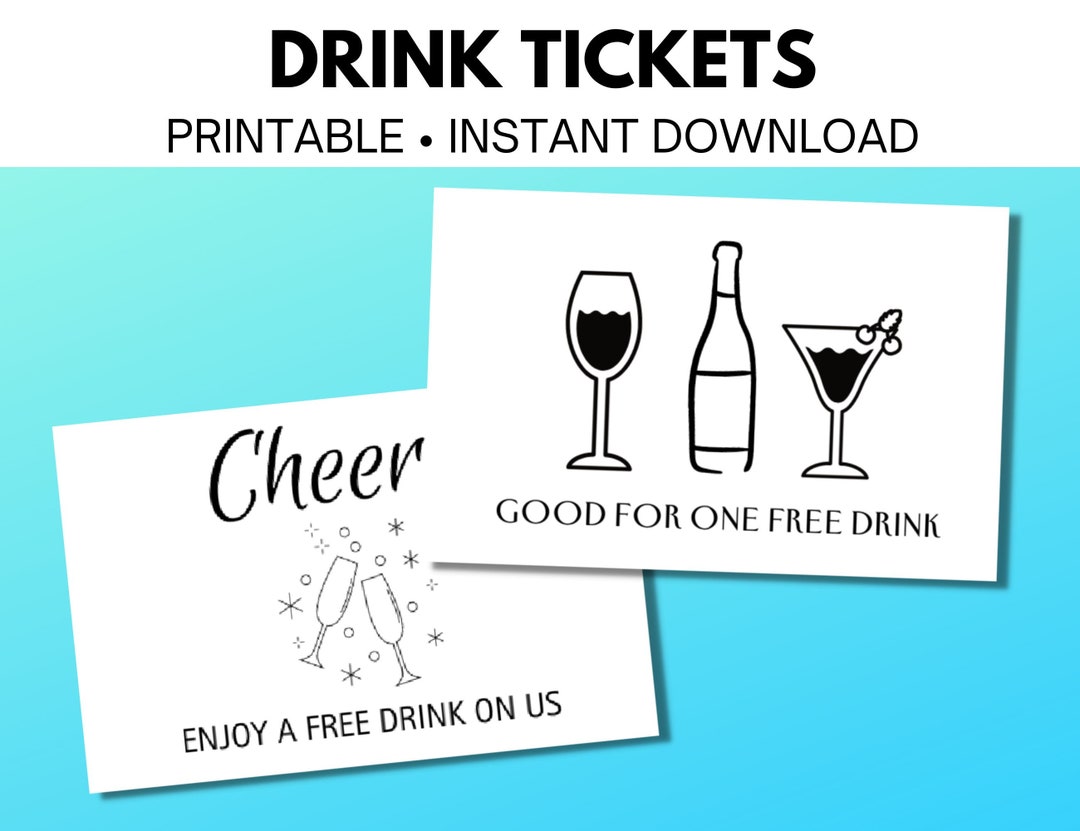 Printable Drink Tickets - Drink Coupon for Weddings and Events - Etsy