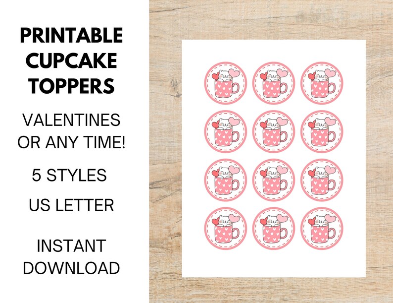 Valentines Day Cupcake Toppers / Catcupcake Toppers - Etsy