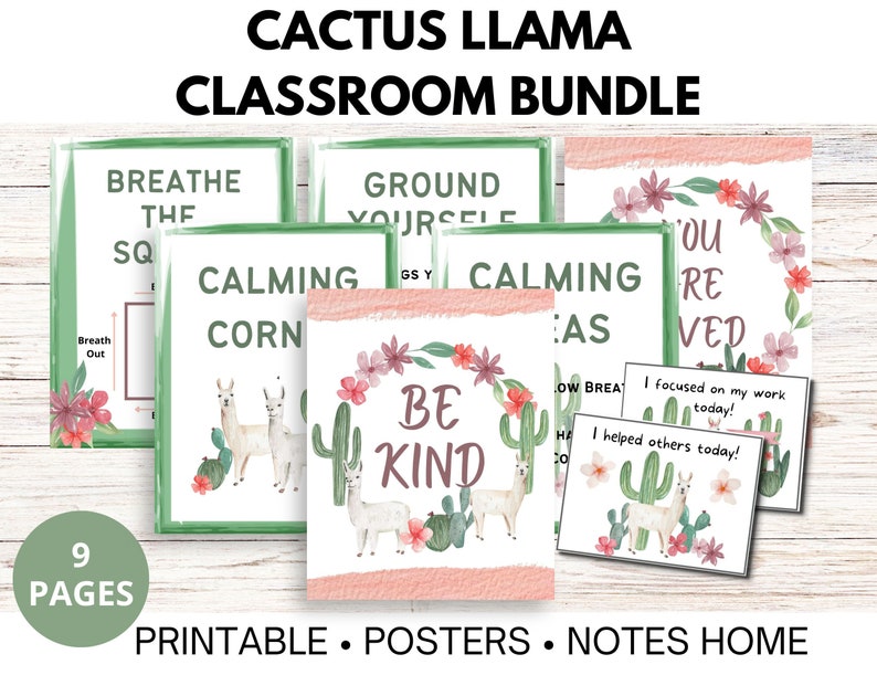 Cactus Llama Classroom Bundle - Etsy