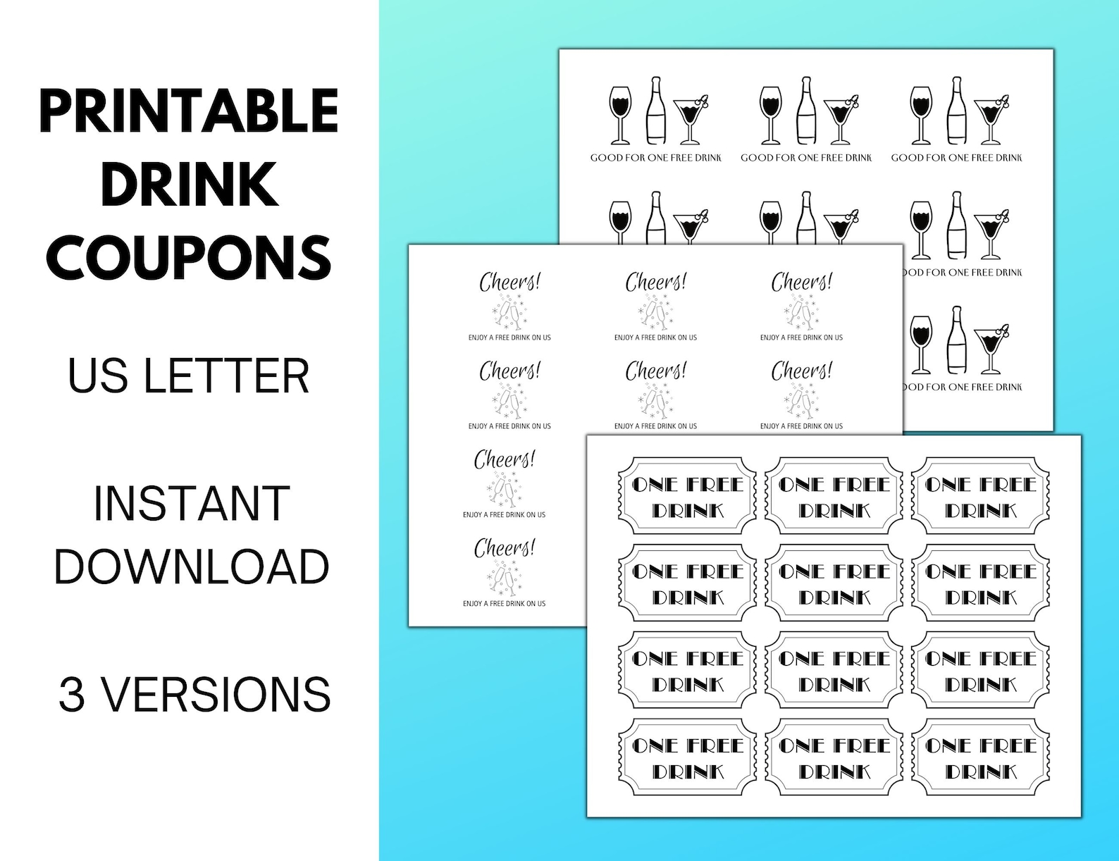 Printable Drink Tickets - Drink Coupon for Weddings and Events - Etsy