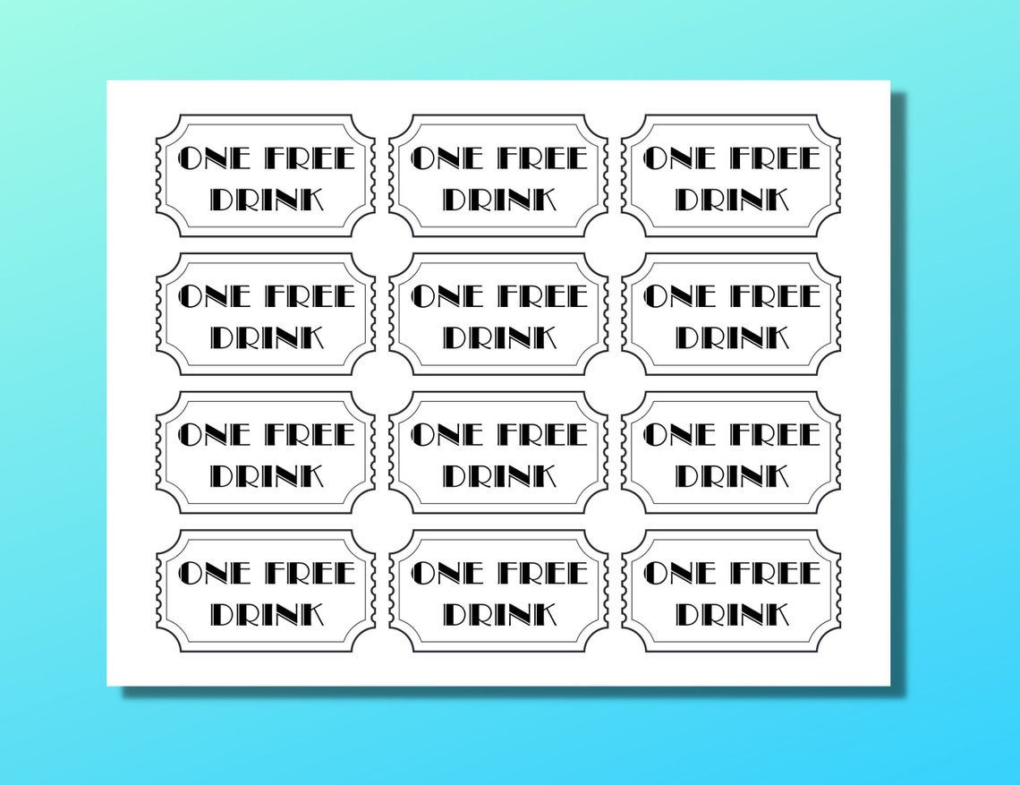 Printable Drink Tickets - Drink Coupon for Weddings and Events - Etsy