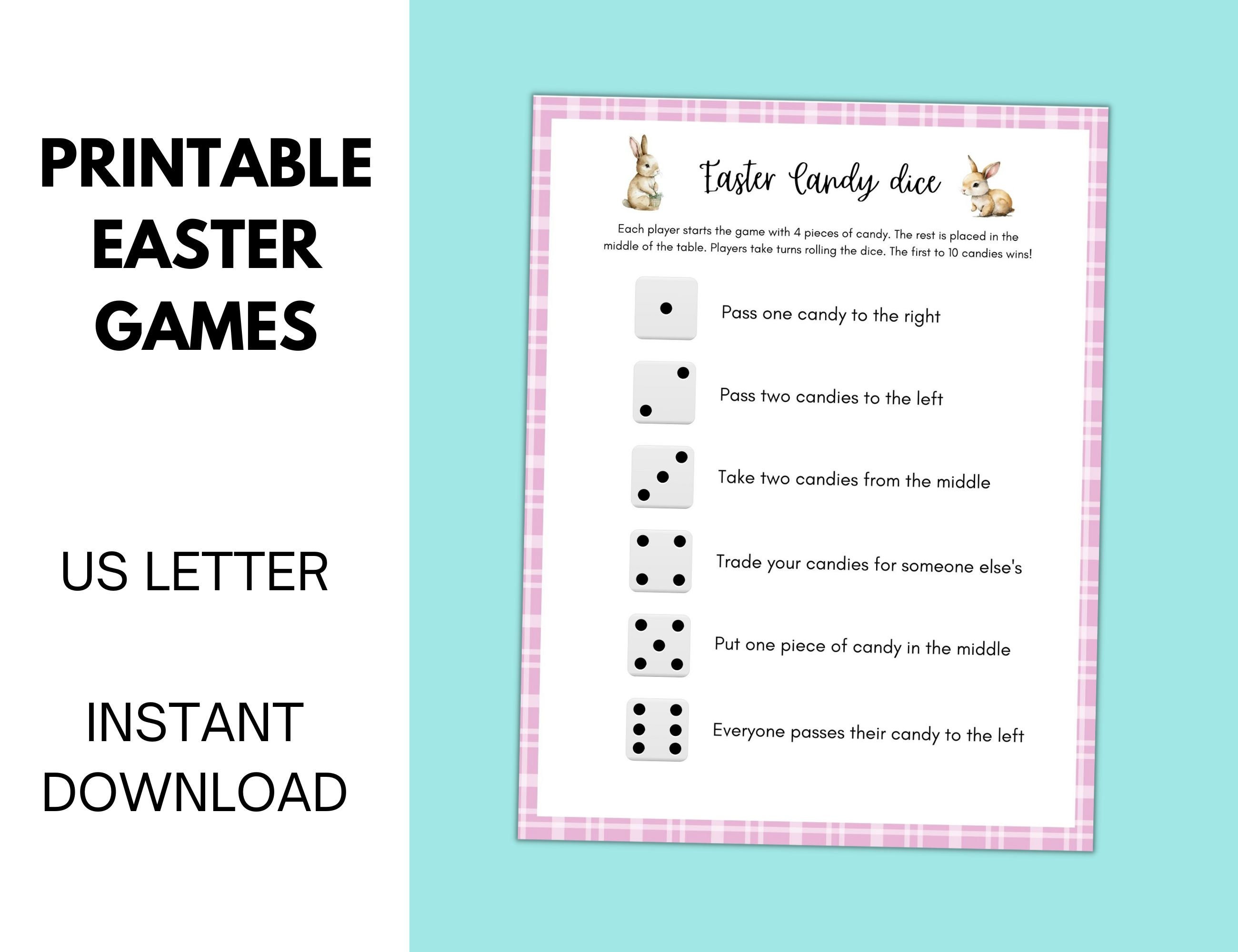 Easter Candy Dice Game Printable Easter Party Game Etsy