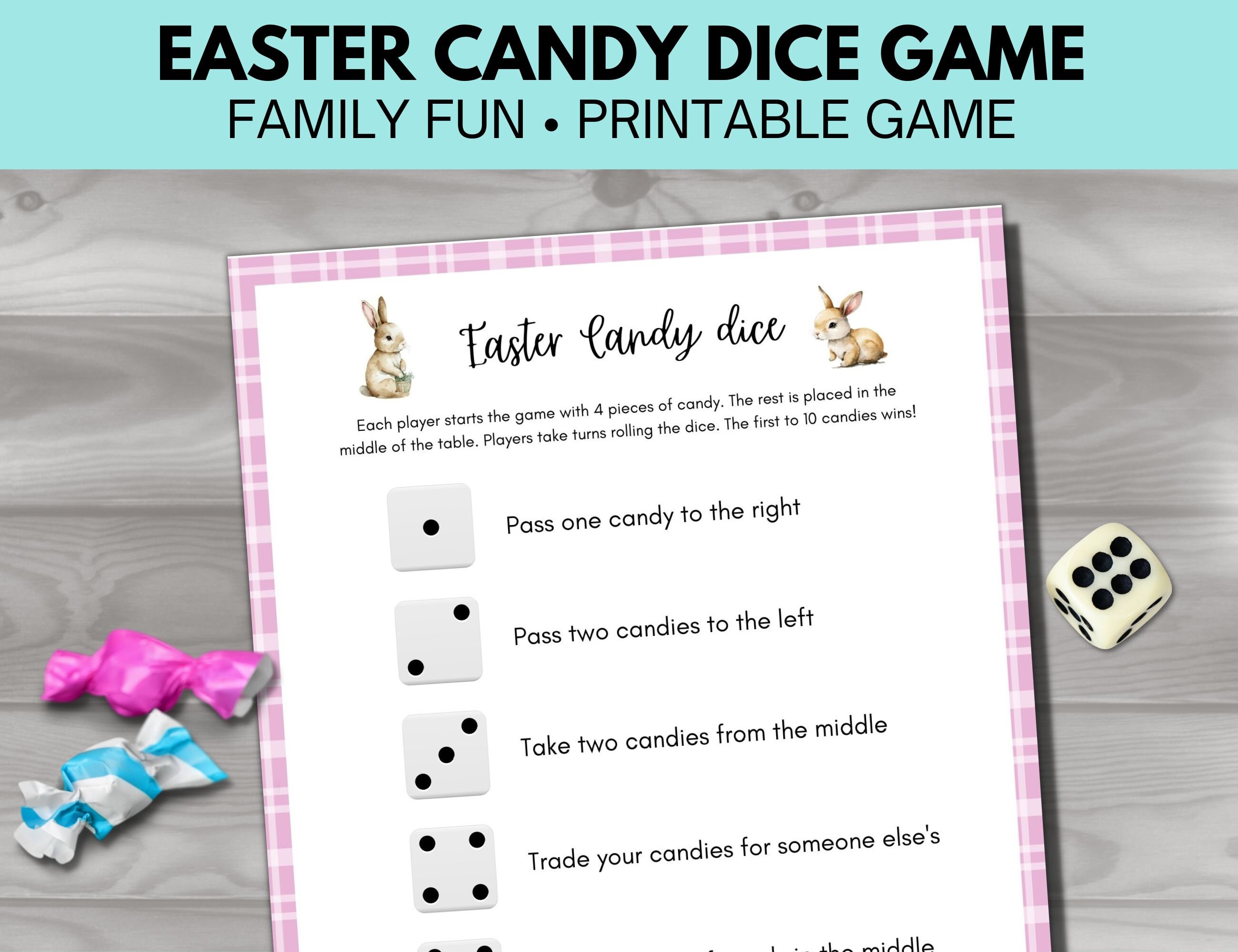 Easter Candy Dice Game Printable Easter Party Game Etsy