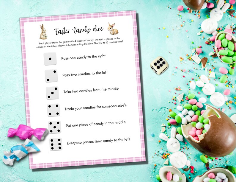 Easter Candy Dice Game Printable - Easter Party Game - Etsy