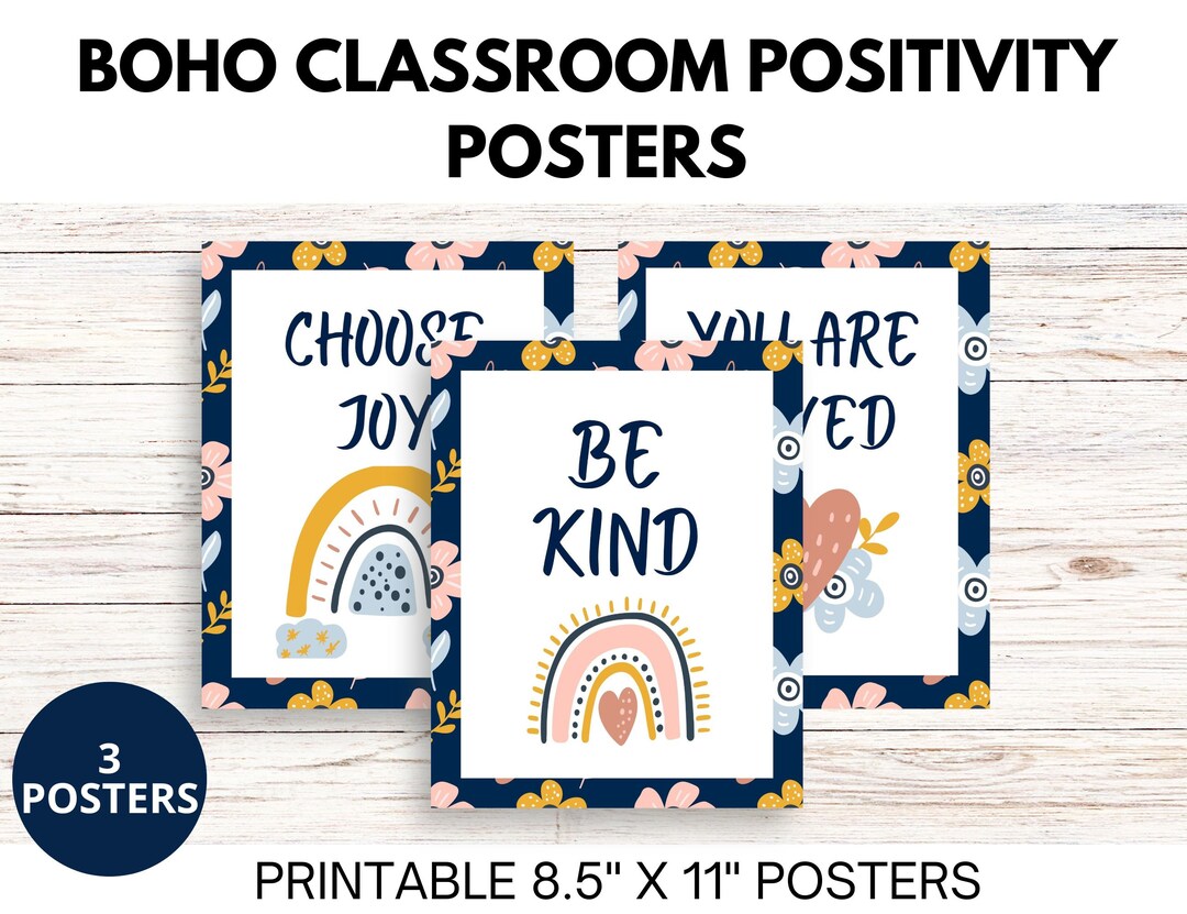 Boho Classroom Positivity Posters - Etsy