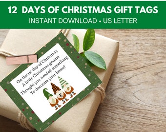 12 Days of Christmas Tags, Printable Twelve Days of Christmas Gift Tags ...