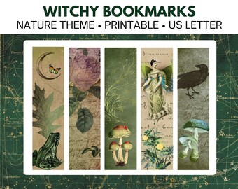 Printable Witch Bookmarks Set of 4 Bookmark Fantasy Witchy Bookmark ...