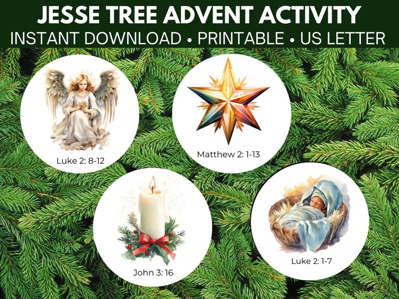 Jesse Tree Advent Activity: Printable Ornament Set (digital Download ...