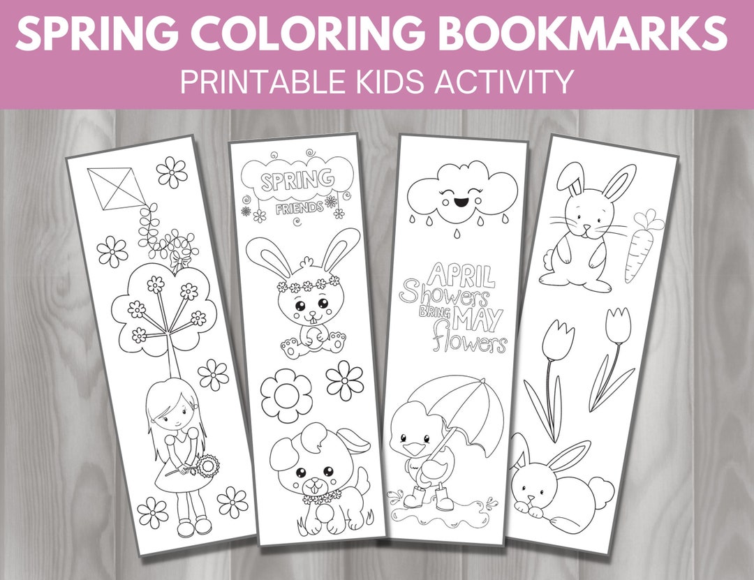 Spring Coloring Bookmarks for Kids - Etsy