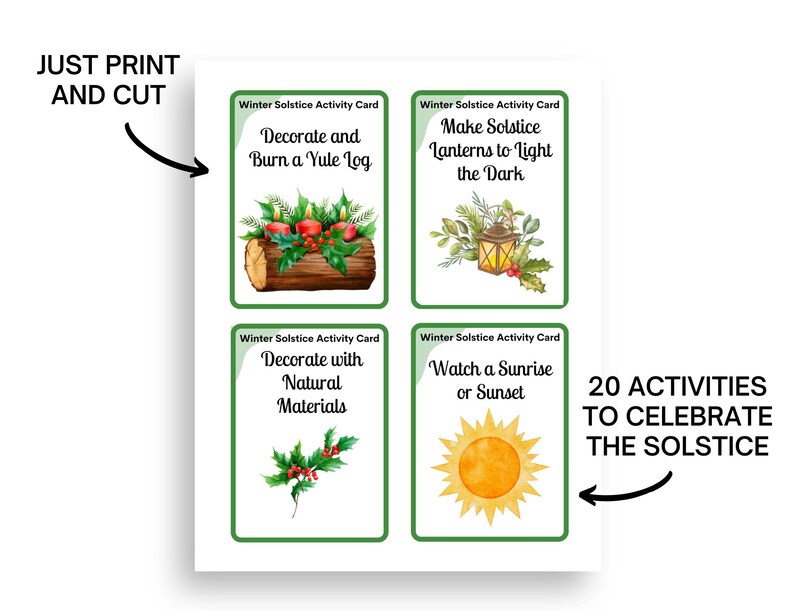 Winter Solstice Activity Cards: Nature-based Winter Activities - Etsy