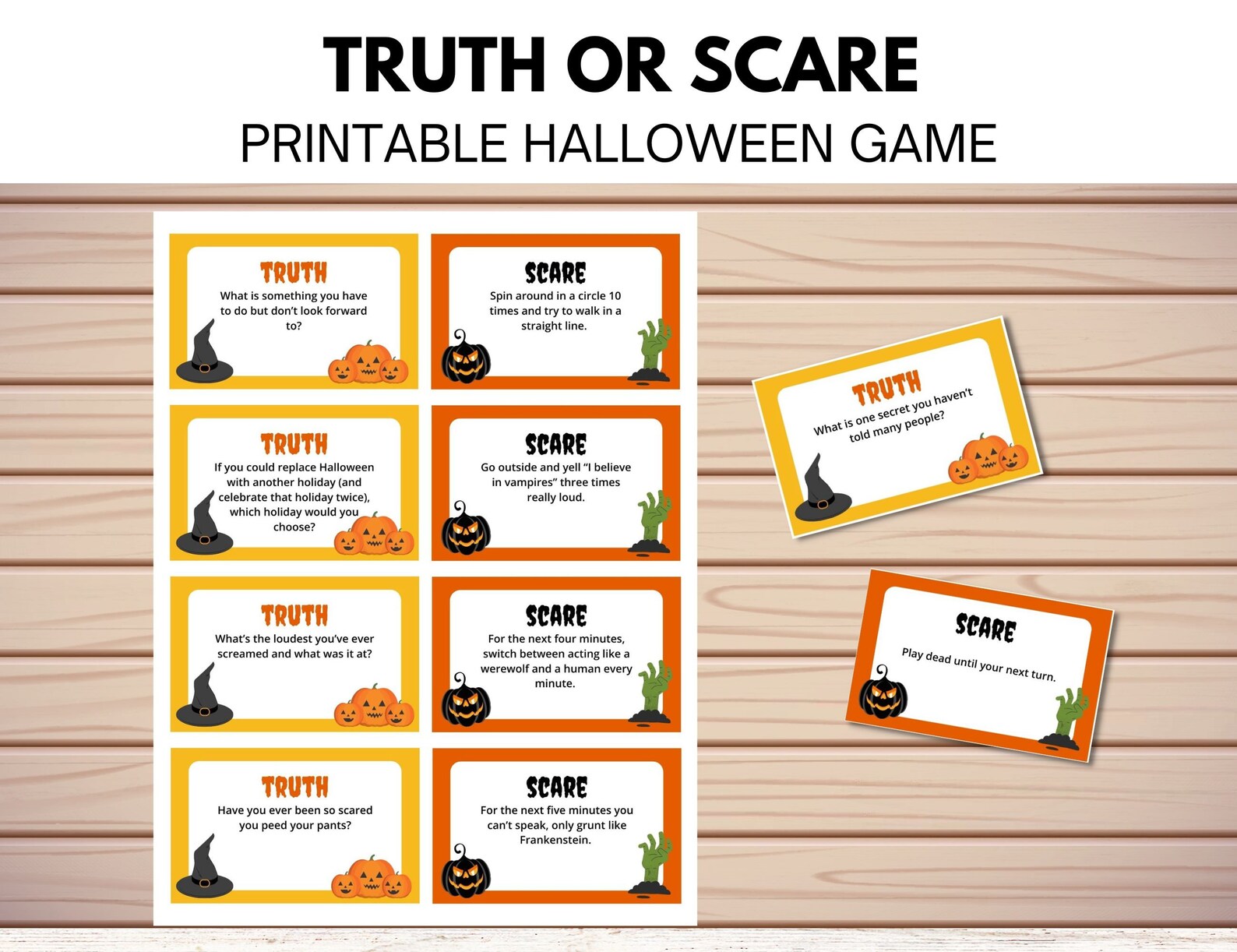 Truth or Scare Fun Halloween Game - Etsy