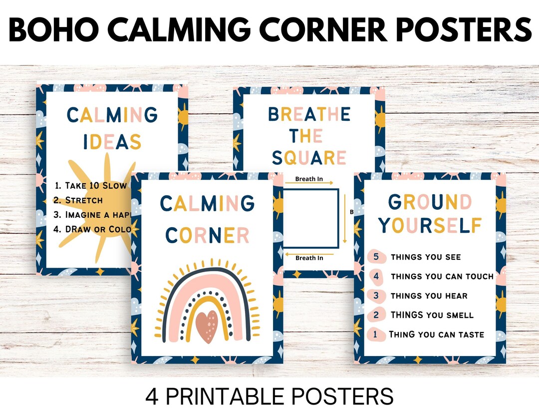 Boho Classroom Calming Corner Posters - Etsy