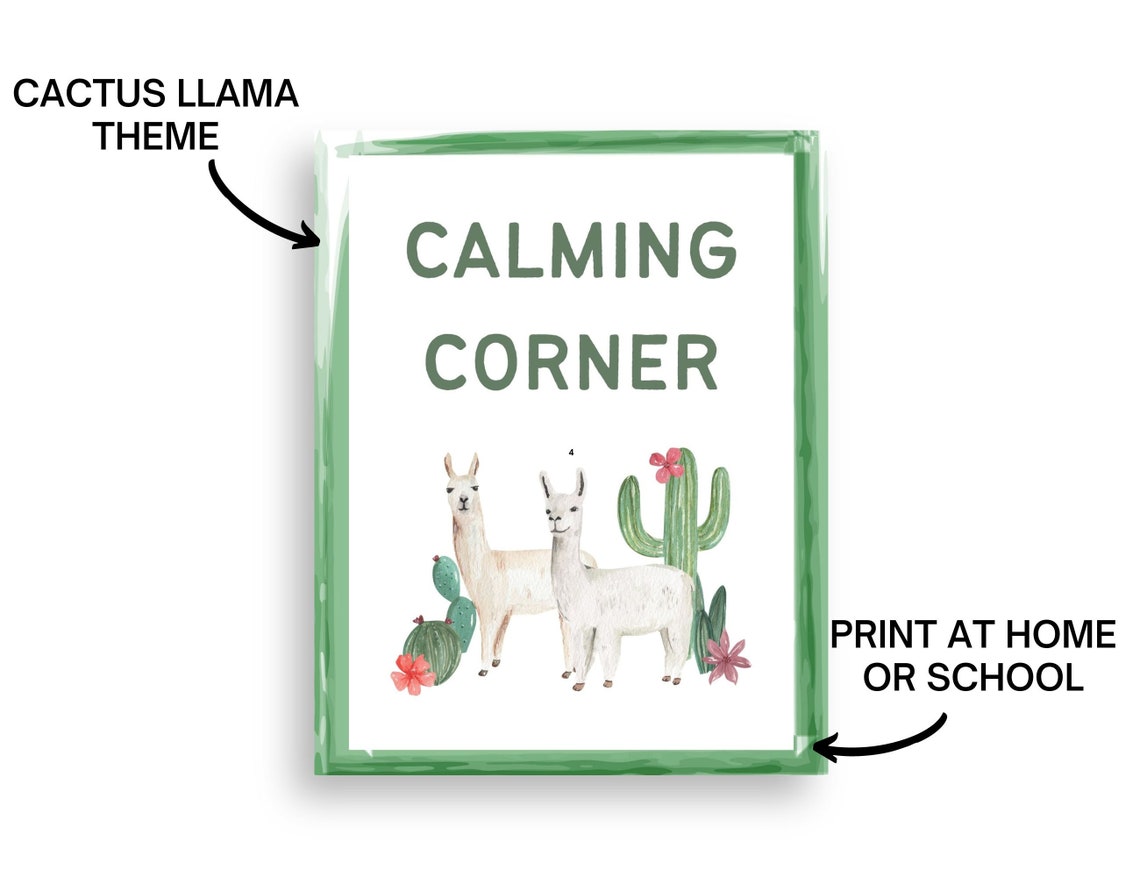 Cactus Llama Classroom Calming Corner Posters - Etsy