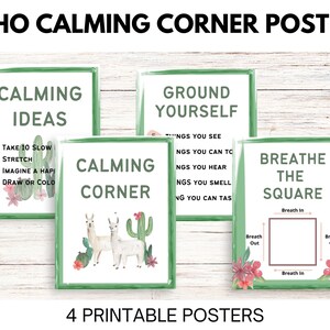 Cactus Llama Classroom Calming Corner Posters - Etsy