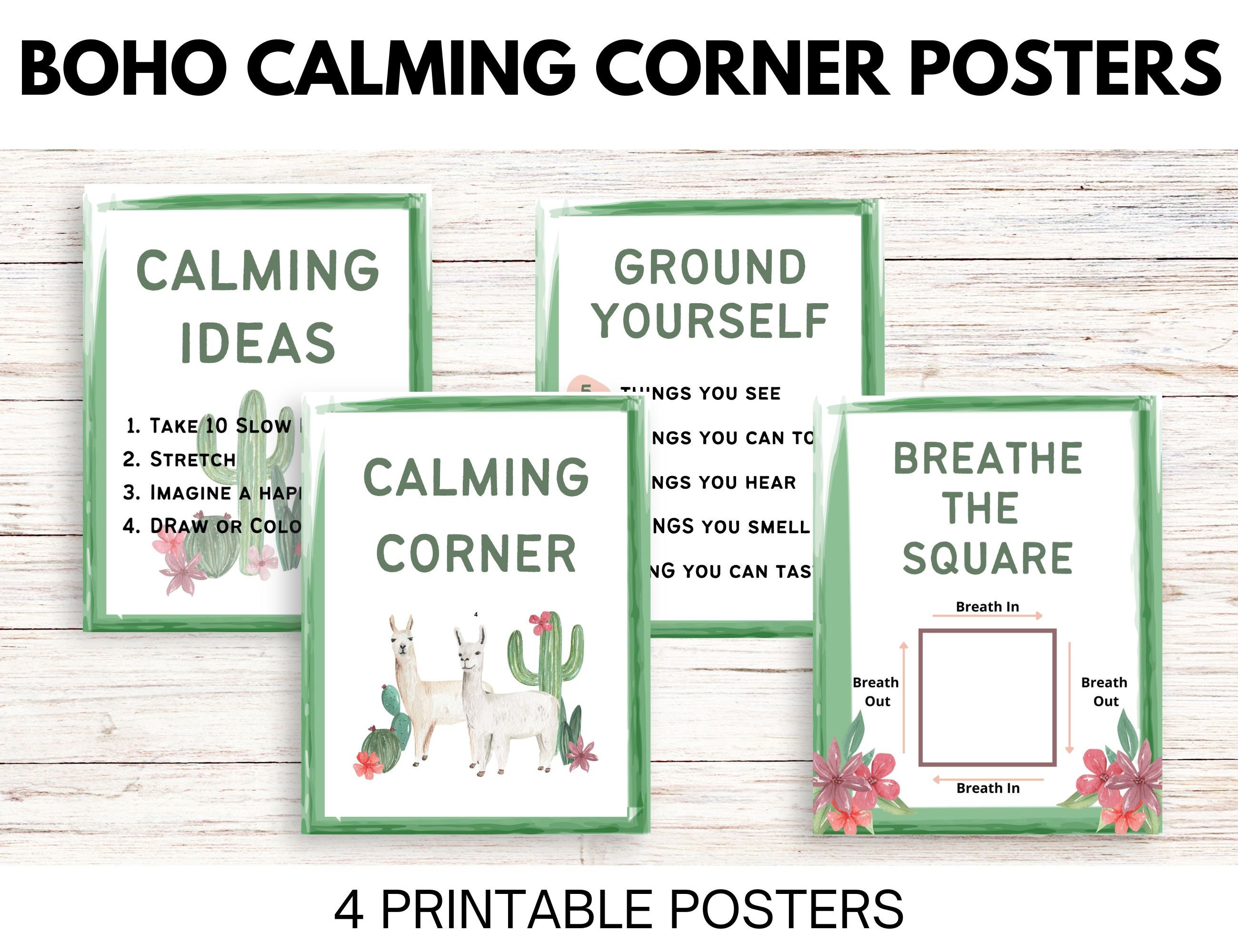 Cactus Llama Classroom Calming Corner Posters - Etsy