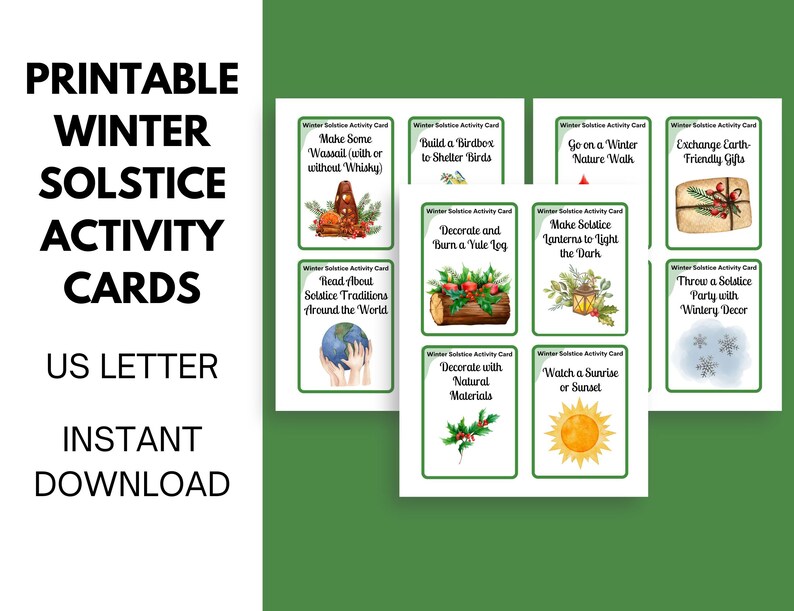 Winter Solstice Activity Cards: Nature-based Winter Activities - Etsy