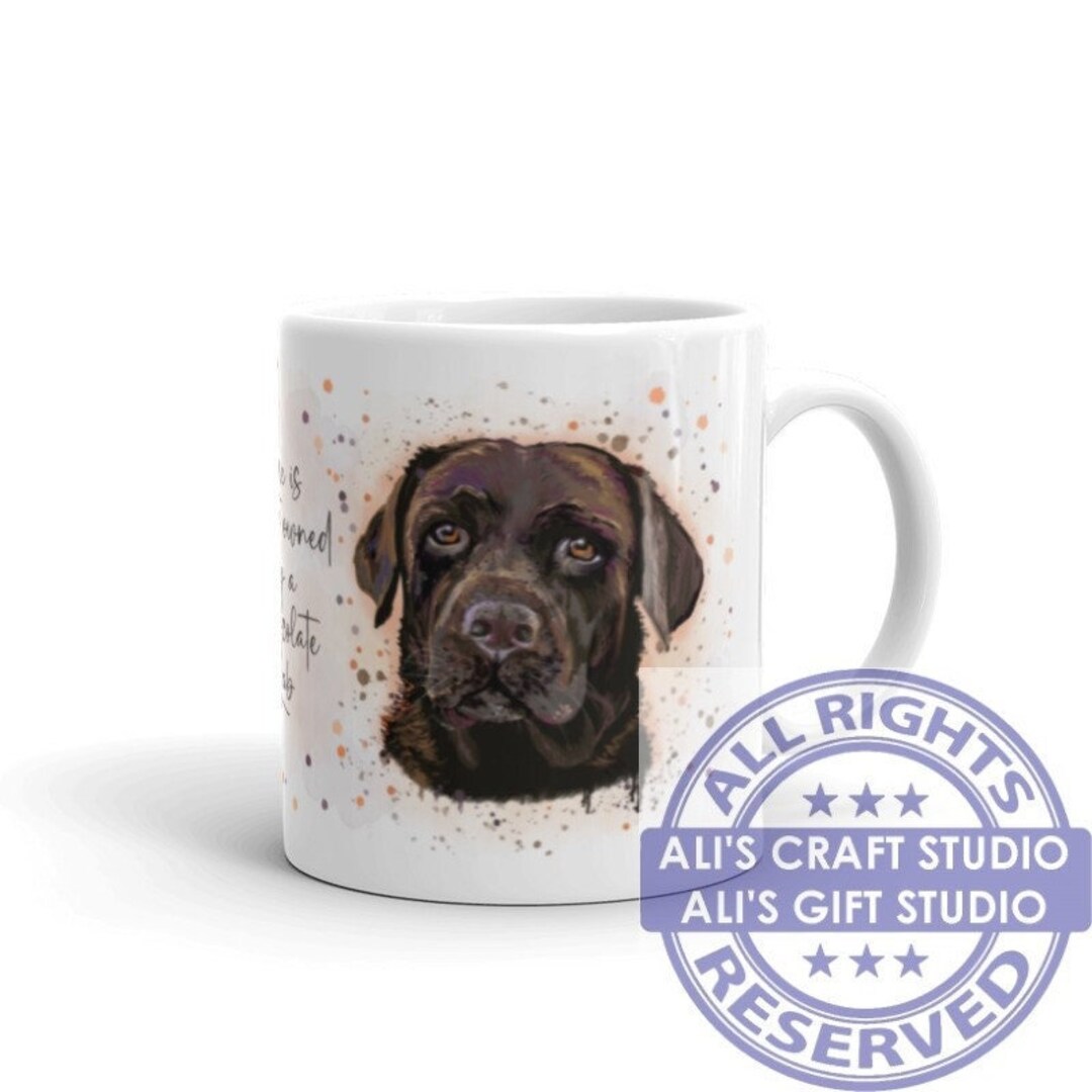 Chocolate Labrador Dog Ceramic Mug - Personalised Gift for Him / Her ...