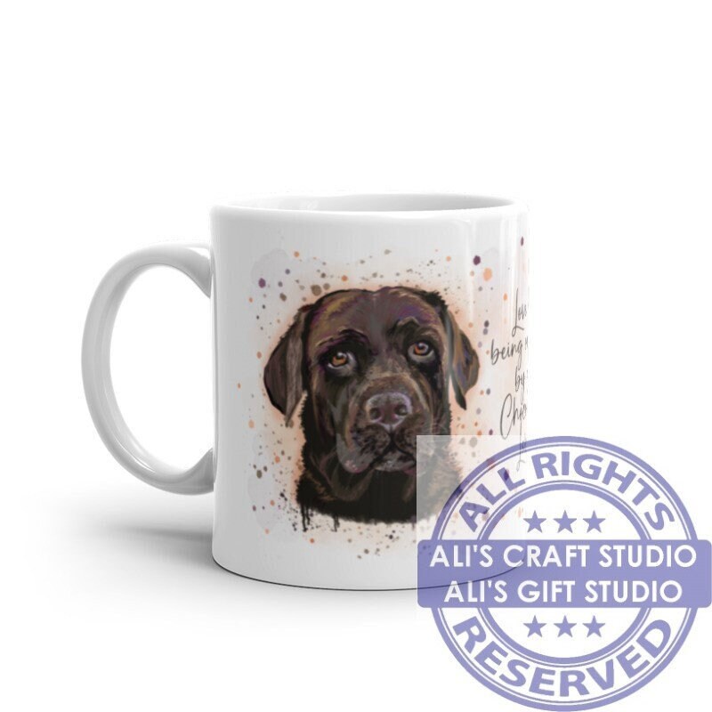 Chocolate Labrador Dog Ceramic Mug - Personalised Gift for Him / Her ...