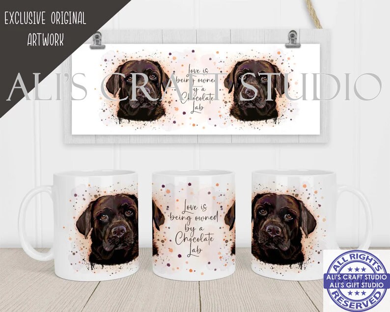 Chocolate Labrador Dog Ceramic Mug - Personalised Gift for Him / Her ...