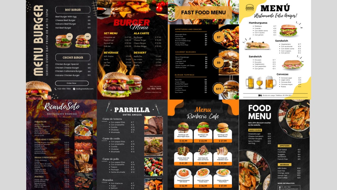 25 Restaurant Menu Templates to Edit on Canva - Etsy