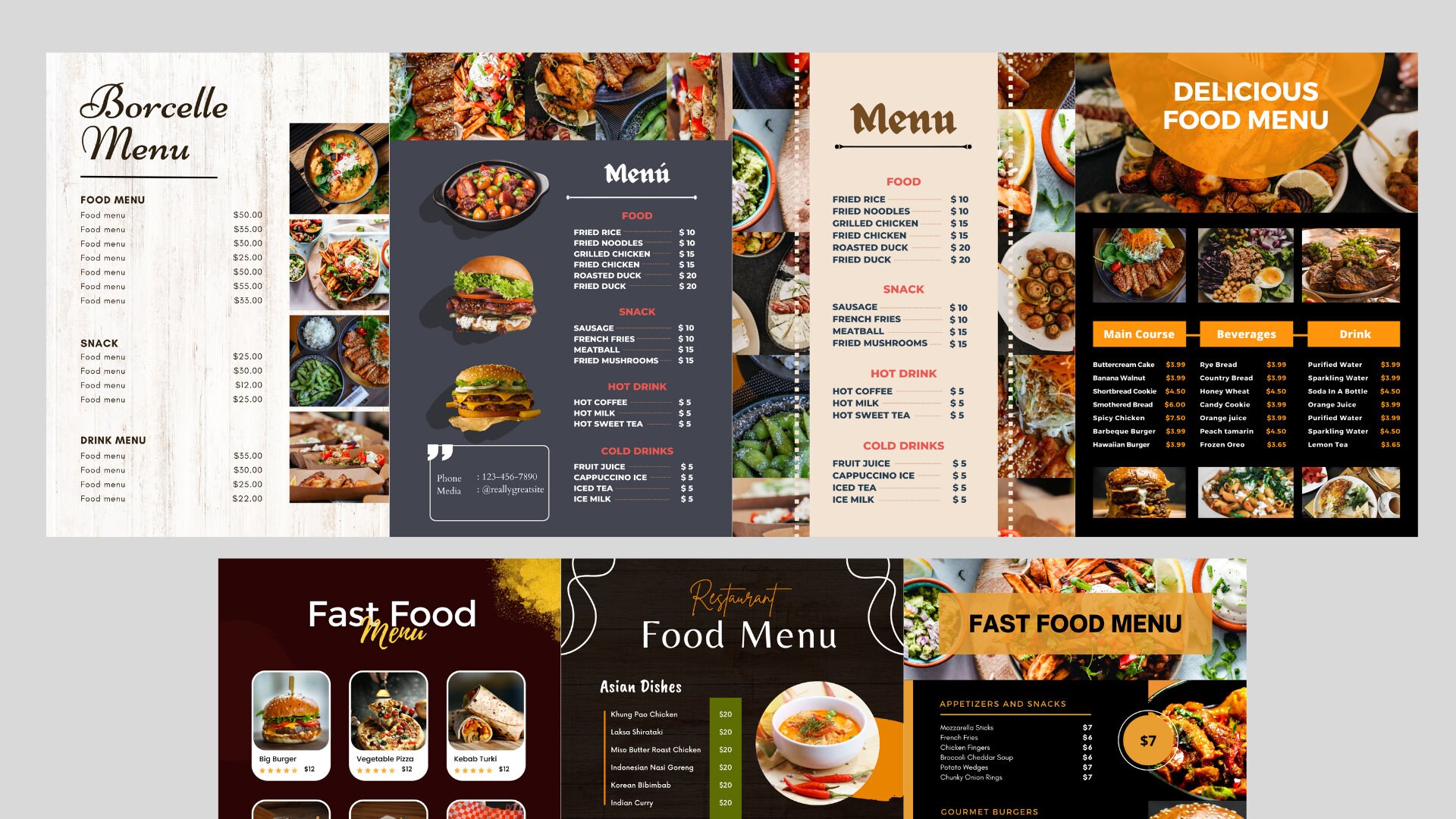 10 Restaurant Menu Card Templates to Edit in Canva - Etsy