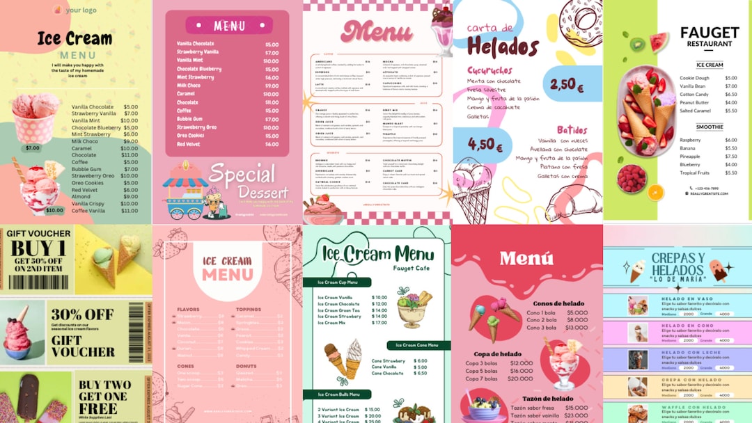 34 Editable Ice Cream Menu Templates With Canva - Etsy