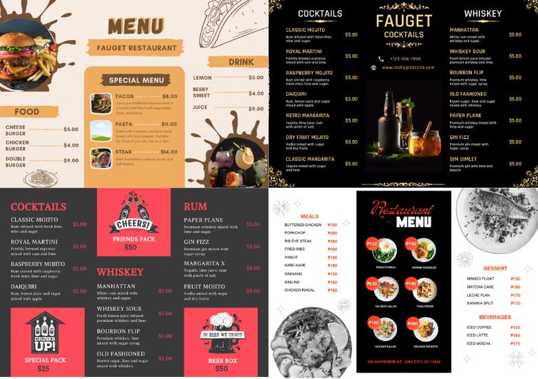 22 Restaurant Menu Card Templates to Edit in Canva - Etsy