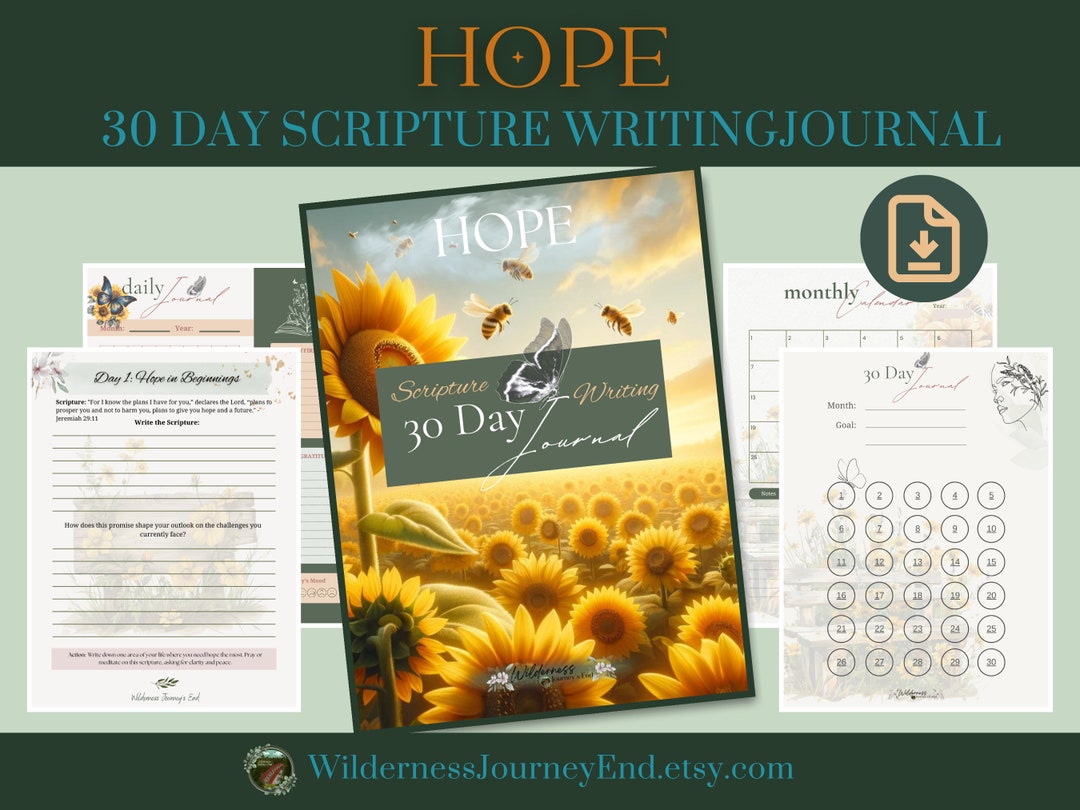 Hope 30-day Scripture Writing Journal | Prayer Journal | Bible Study ...