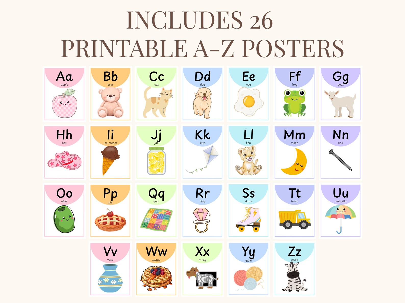 Pastel Classroom Alphabet Posters: A-Z Printable (editable Canva ...