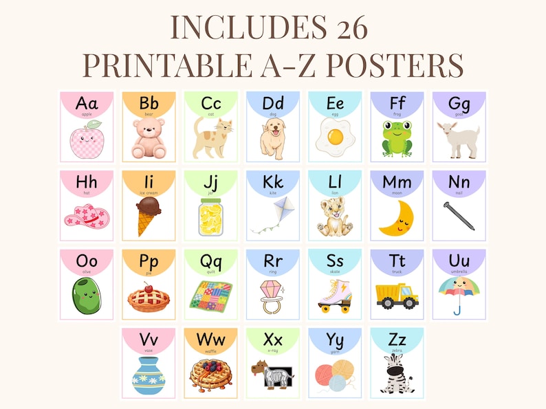 Pastel Classroom Alphabet Posters | A-Z Wall Decor | Printable Alphabet ...