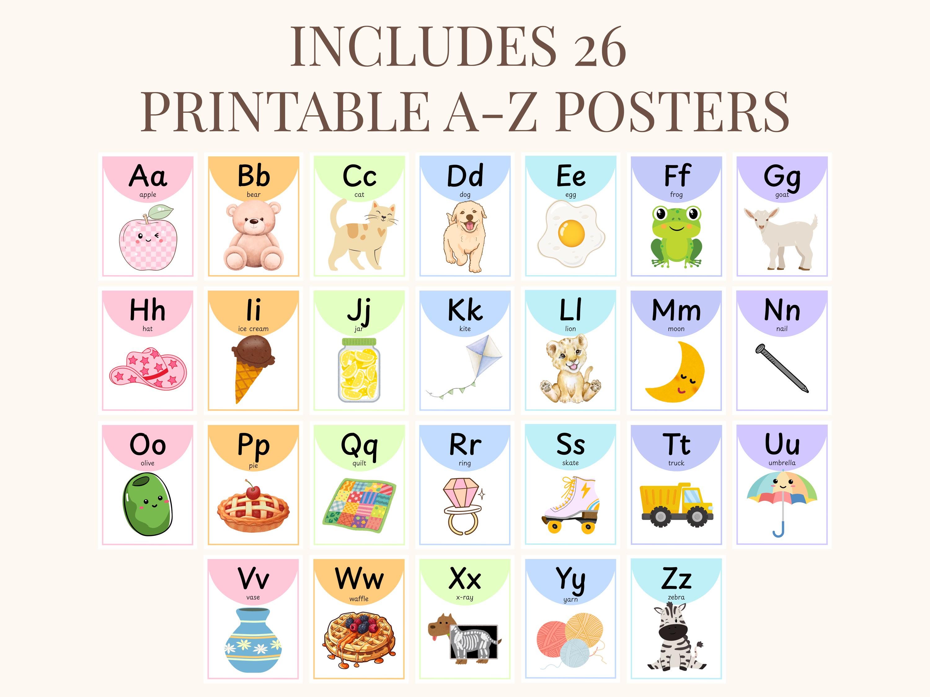 Pastel Classroom Alphabet Posters: A-Z Printable (editable Canva ...