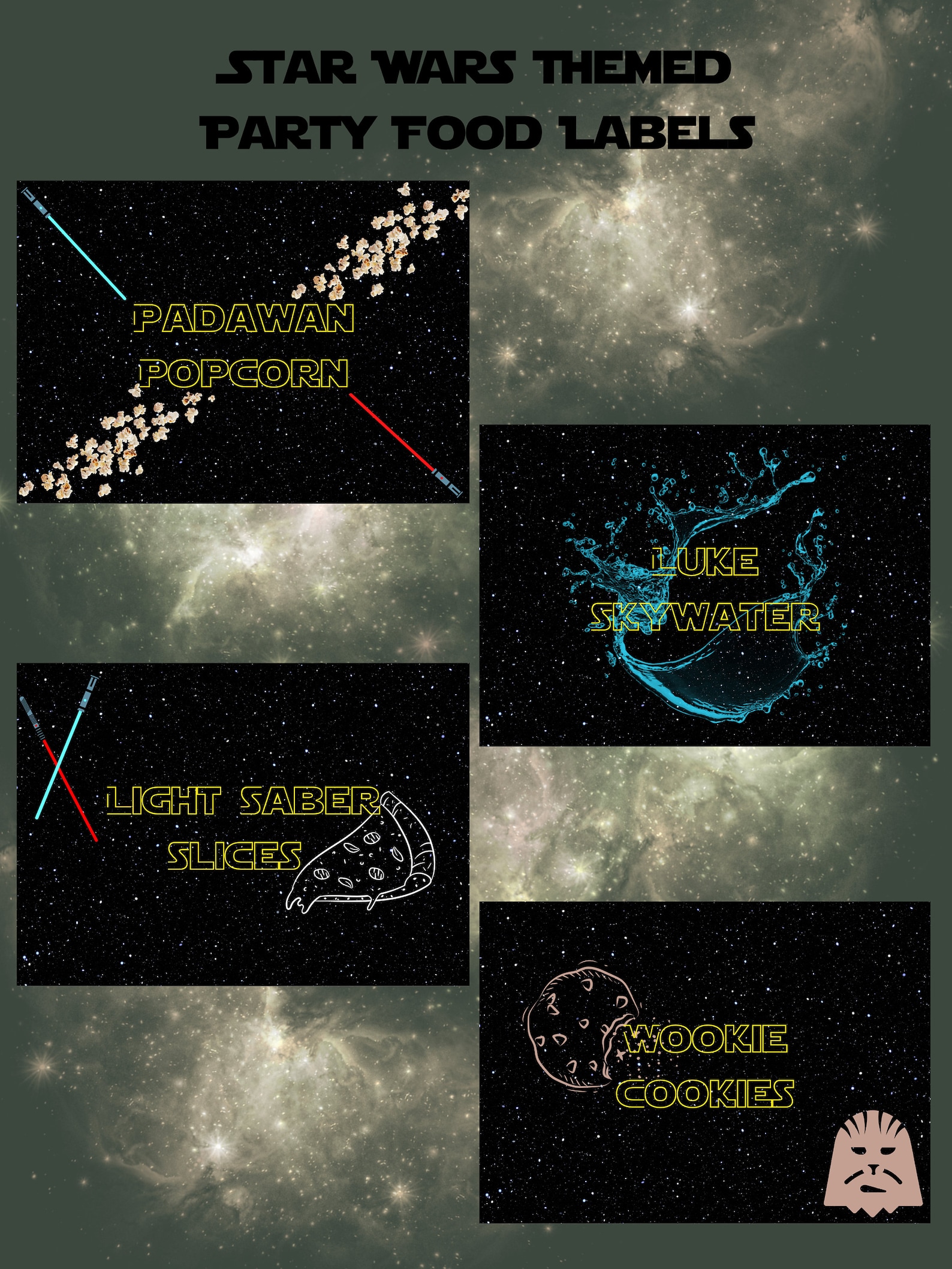 Star Wars Themed Birthday Welcome Sign & Food Labels - Etsy