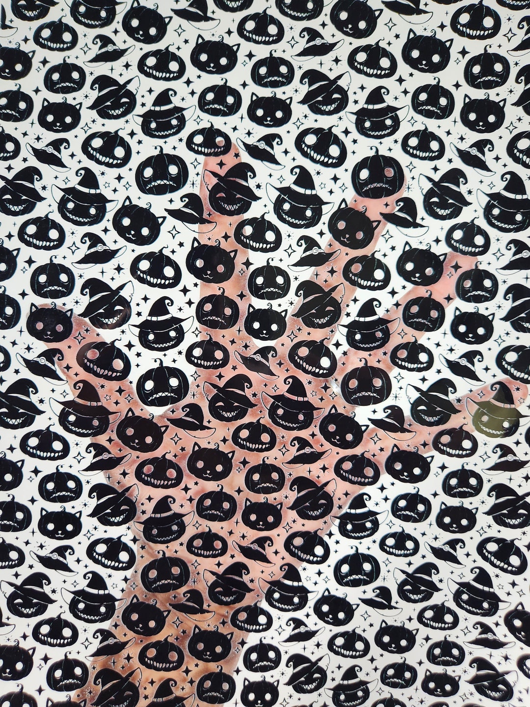 Cats & Bats Printed TPU Vinyl Sheet, Halloween Fabric, Jelly Vinyl ...
