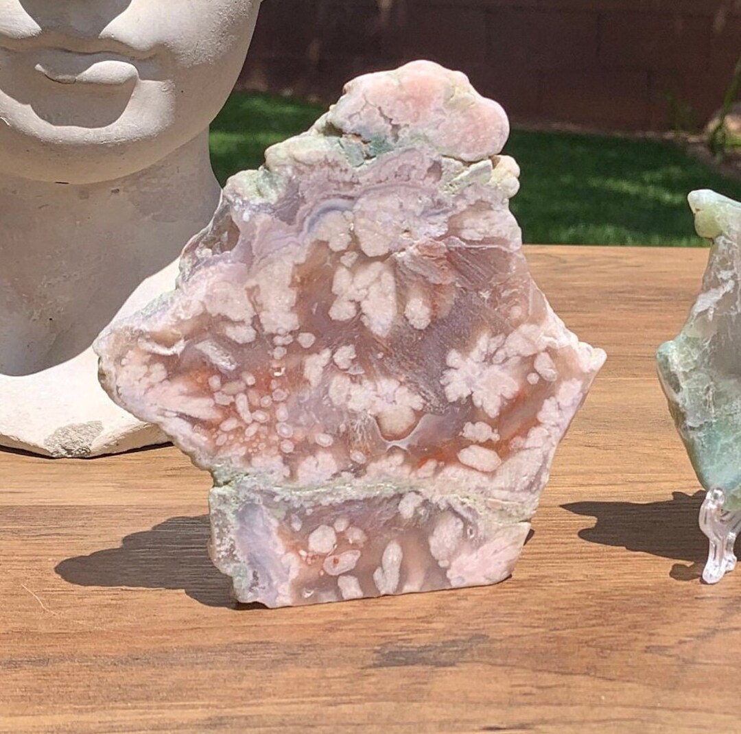 Pink and Green Flower Agate Slab - Etsy