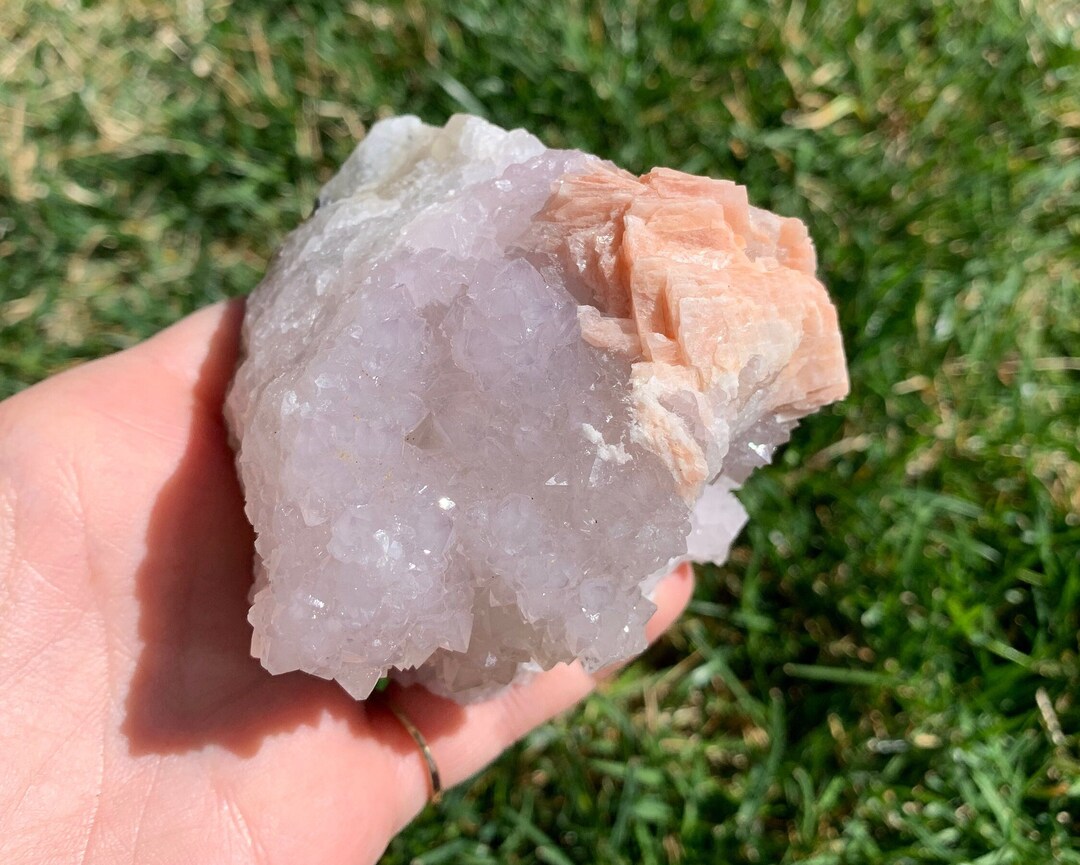 Apophyllite and Peach Stilbite Cluster With Red African Quartz - Etsy