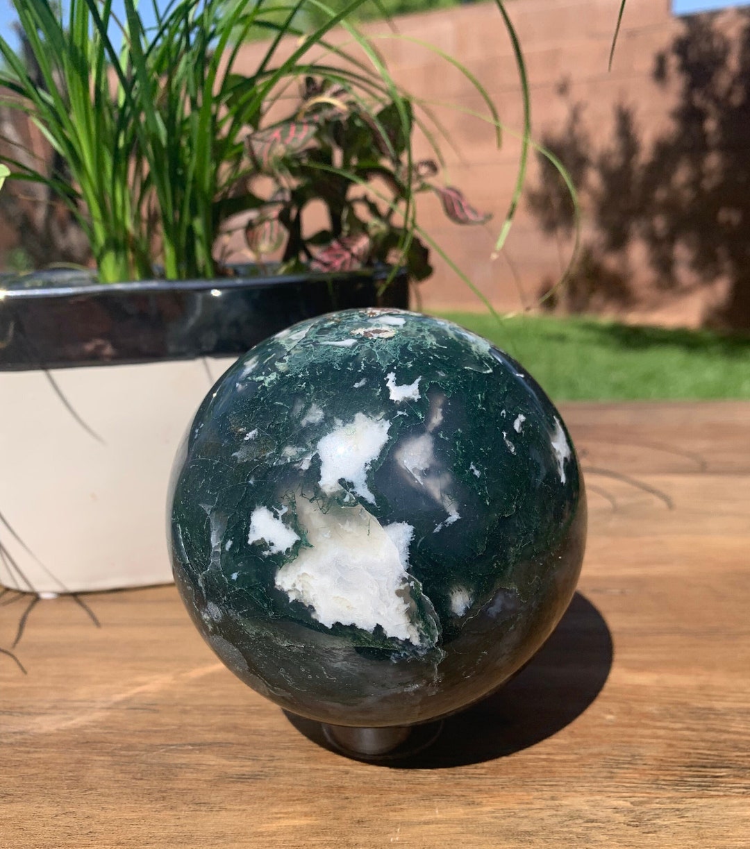 XL Moss Agate Sphere - Etsy