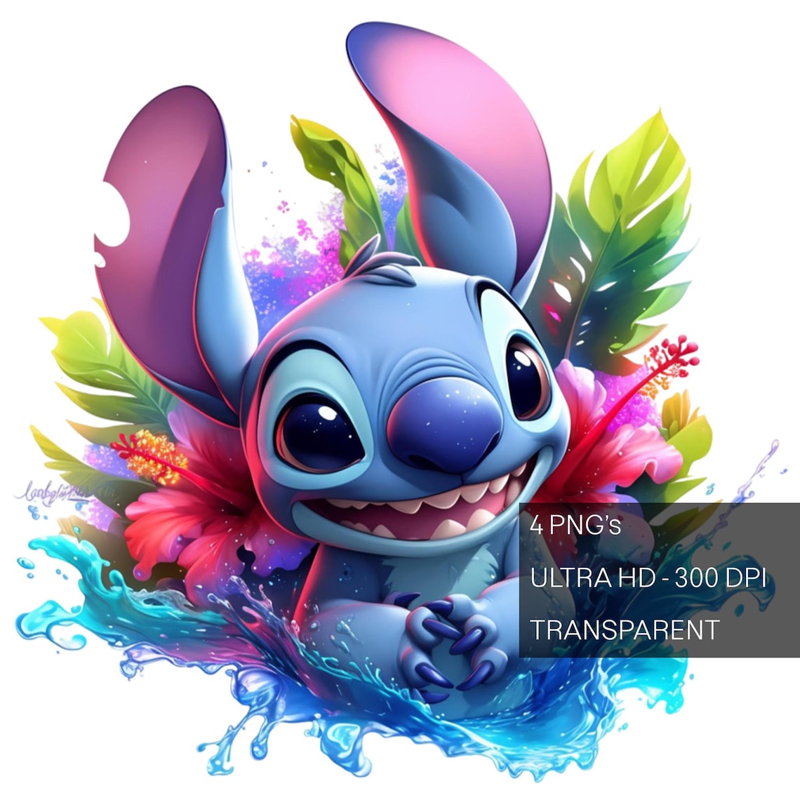 Stitch 4 PNG Splash and Watercolor Digital Design PNG File High ...