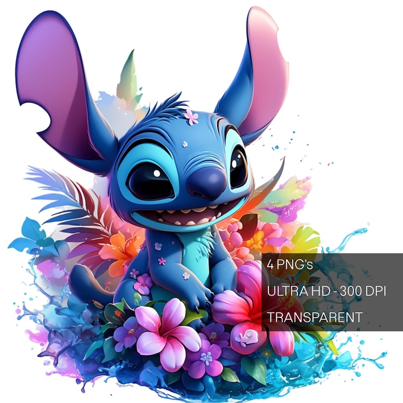 Stitch 4 PNG Splash and Watercolor Digital Design PNG File High ...