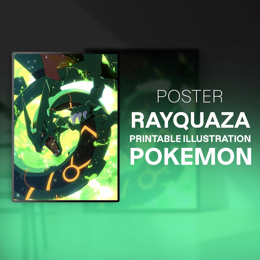 Rayquaza Illustration, Digital Art, Poster, Children's Room, Decoration ...