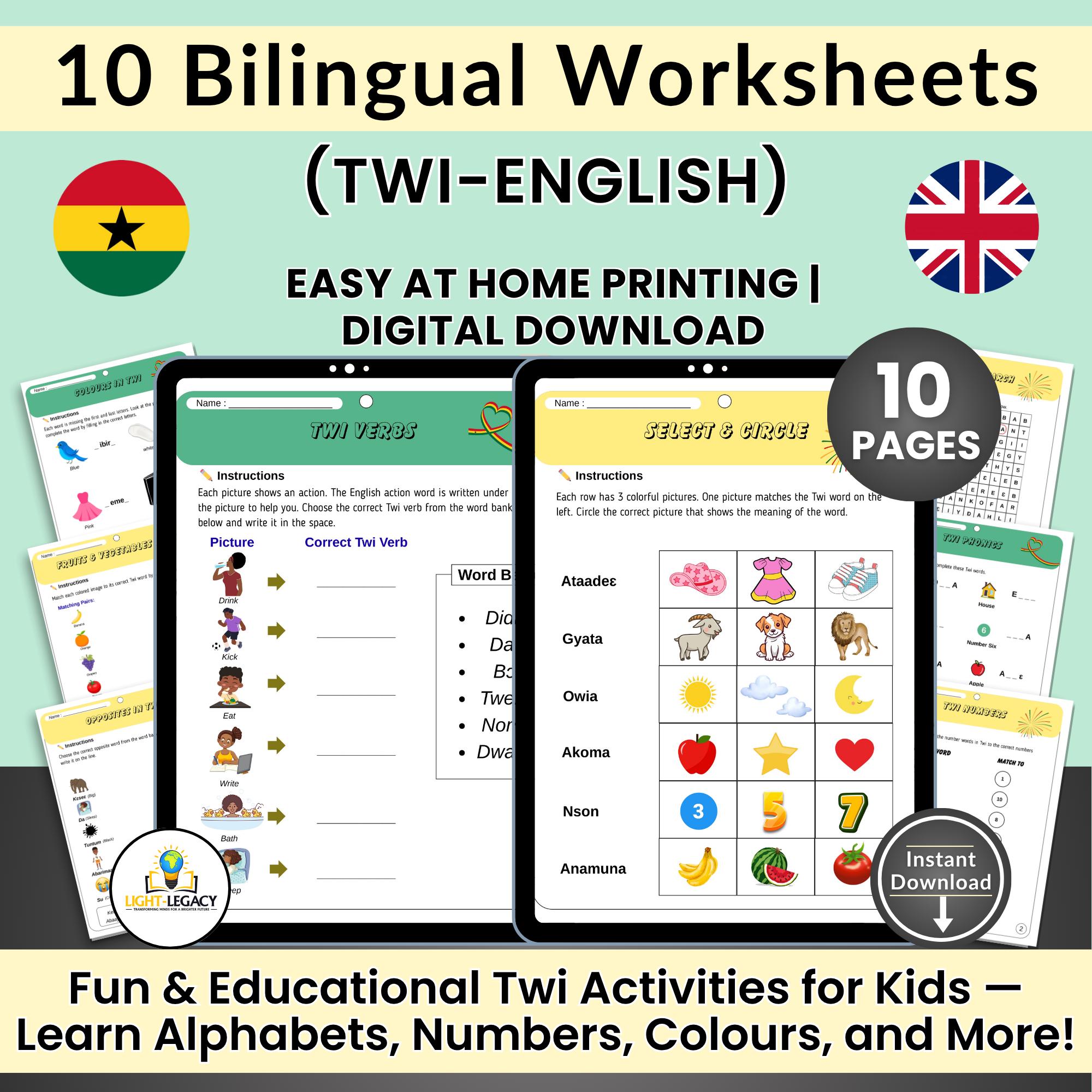 Twi Worksheets - Bilingual Activity Sheets for Kids | Twi-english ...