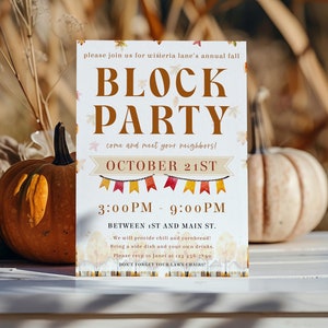 Fall Block Party Invitation, Block Party Flyer Editable Template ...