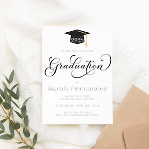 Graduation Cap Invitation, Gender Neutral Graduation Ceremony Evite ...