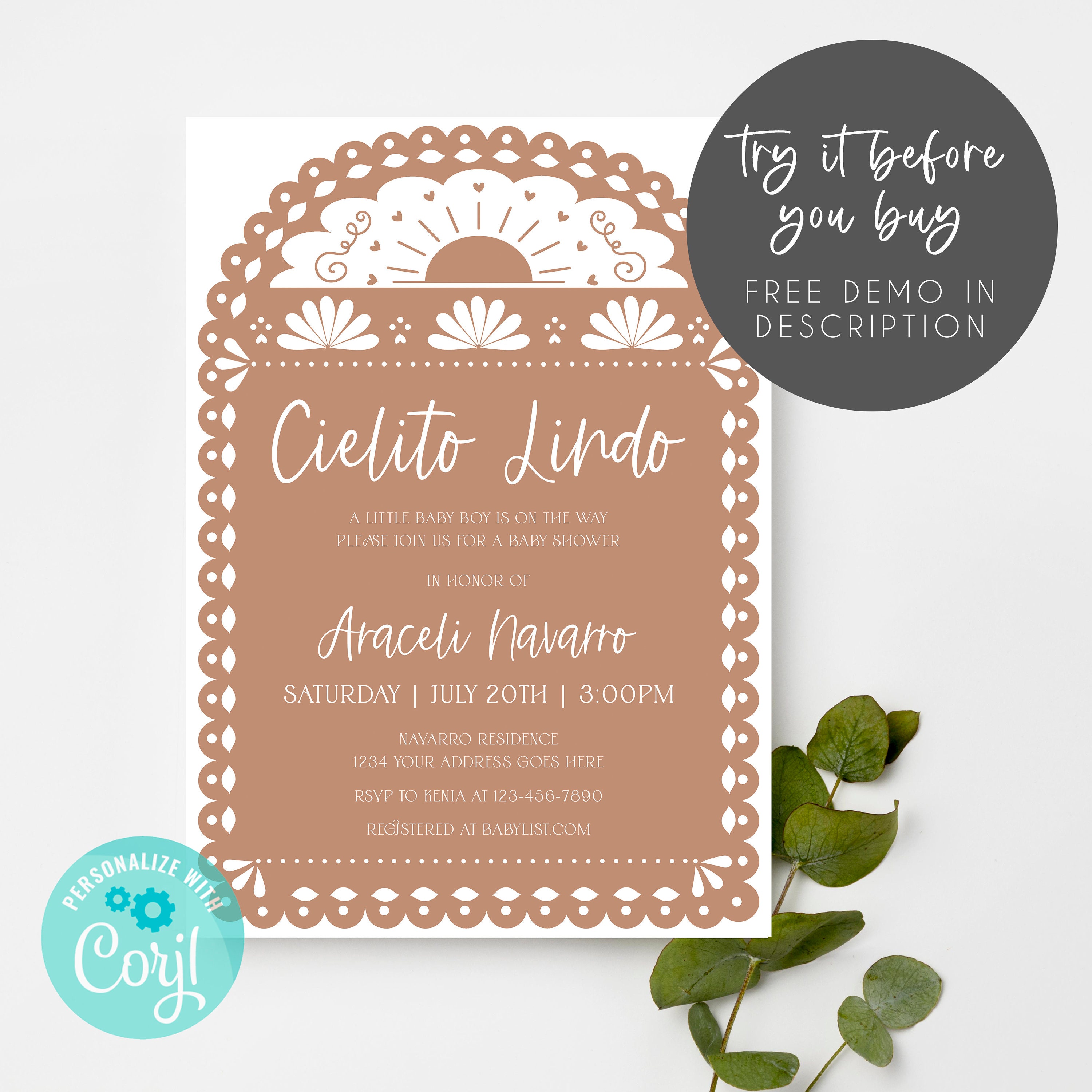 Barro Cielito Lindo Papel Picado Baby Shower Invitation, Printable ...